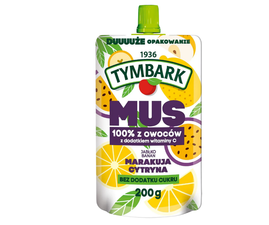 TYMBARK MOUSSE 100% PASSION FRUIT LEMON - MUS 100% Z OWOCÓW MARAKUJA ...